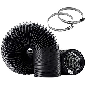 Funmit Dryer Vent Hose Kit - 4 In Diameter by 10 Ft Length - with 2 Stainless Steel Worm Clamp - Flexible Universal Aluminum Foil Non-Insulated - Silver