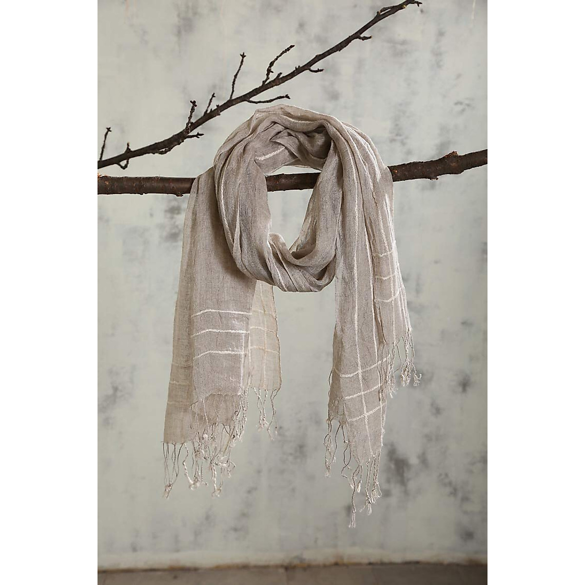 Jeelow Lightweight Cotton Scarf Scarfs For Women Shawls And Wraps Scarves For Men (Linen Stripe)