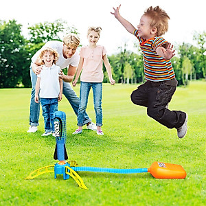 Duckura Jump Rocket Launcher for Kids with 5 Foam Rockets, Summer Outdoor Beach Toys Games Activities for Kids, Party Birthday Gifts Toys for Boys Girls Toddlers Ages 3 4 5 6 7 8+ Years Old