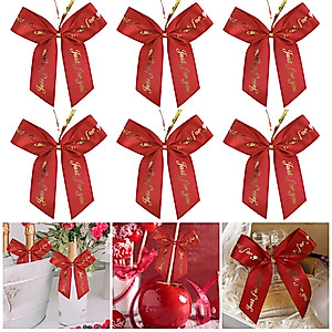 AIMUDI Red Satin Ribbon Twist Tie Bows for Valentine's Day 3.5" Premade Just for You Bows Red and Gold Bows for Treat Bags Gift Wrapping Crafts Party Favors Cake Pop Candy Apple Baby Shower-50 Counts