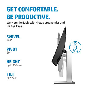 HP E24m G4 Full HD 23.8 Inch USB-C Conferencing Monitor 5ms 75Hz IPS Integrated Speaker Webcam 5MP Auto Focus VESA Mountable Adjustable Height Tilt Swivel Pivot Horizontal Viewing Angle (Renewed)