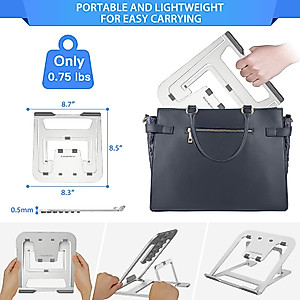 FURNINXS Adjustable Ergonomic Portable Foldable Laptop Stand, Aluminium, Compatible with 11-15.6 Inch Notebooks, MacBook Air, Pro, Dell, Lenovo, HP, Silver