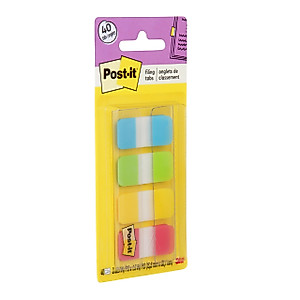 Post-it Tabs.625 in Solid, Aqua, Lime, Yellow, Red, 10/Color, 40/Dispenser (676-ALYR)