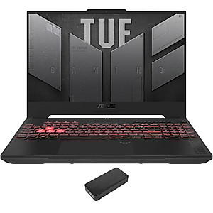 ASUS TUF Gaming A15 (2023) Gaming & Entertainment Laptop (AMD Ryzen 7 7735HS 8-Core, 64GB DDR5 4800MHz RAM, 2x2TB PCIe SSD RAID 1 (2TB), GeForce RTX 4050, 15.6" 144Hz Win 11 Pro) with USB-C Dock