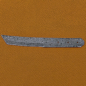 onlyhandmade Damascus Classic Tanto Hunting Blank Blade Knife Knives Japanese Samurai High Carbon Steel Custom Making, 9 inch Knife Making Supplies (Damascus)