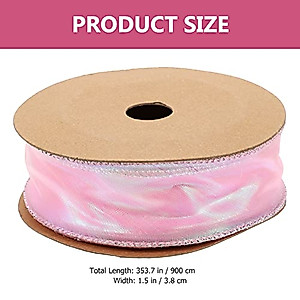 SEWACC Organza Ribbon Shimmer Sheer Chiffon Ribbon Wide Pink Wired Ribbons for Gift Wrapping DIY Crafts Bouquet Garland Baking Bowknot Wedding Party