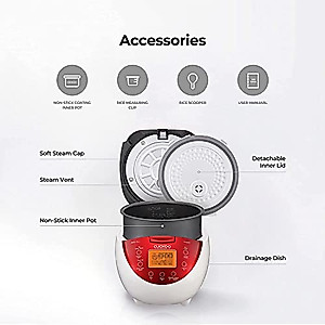 CUCKOO CR-0655F | 6-Cup (Uncooked) Micom Rice Cooker | 12 Menu Options: White Rice, Brown Rice & More, Nonstick Inner Pot, Designed in Korea | Red/White