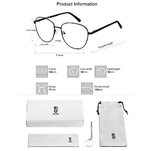SOJOS Oversized Aviator Blue Light Blocking Glasses for Women Men, Metal Frame Clear Lens Eyeglasses SJ5098, Matte Black Frame/Anti-Blue Light Lens
