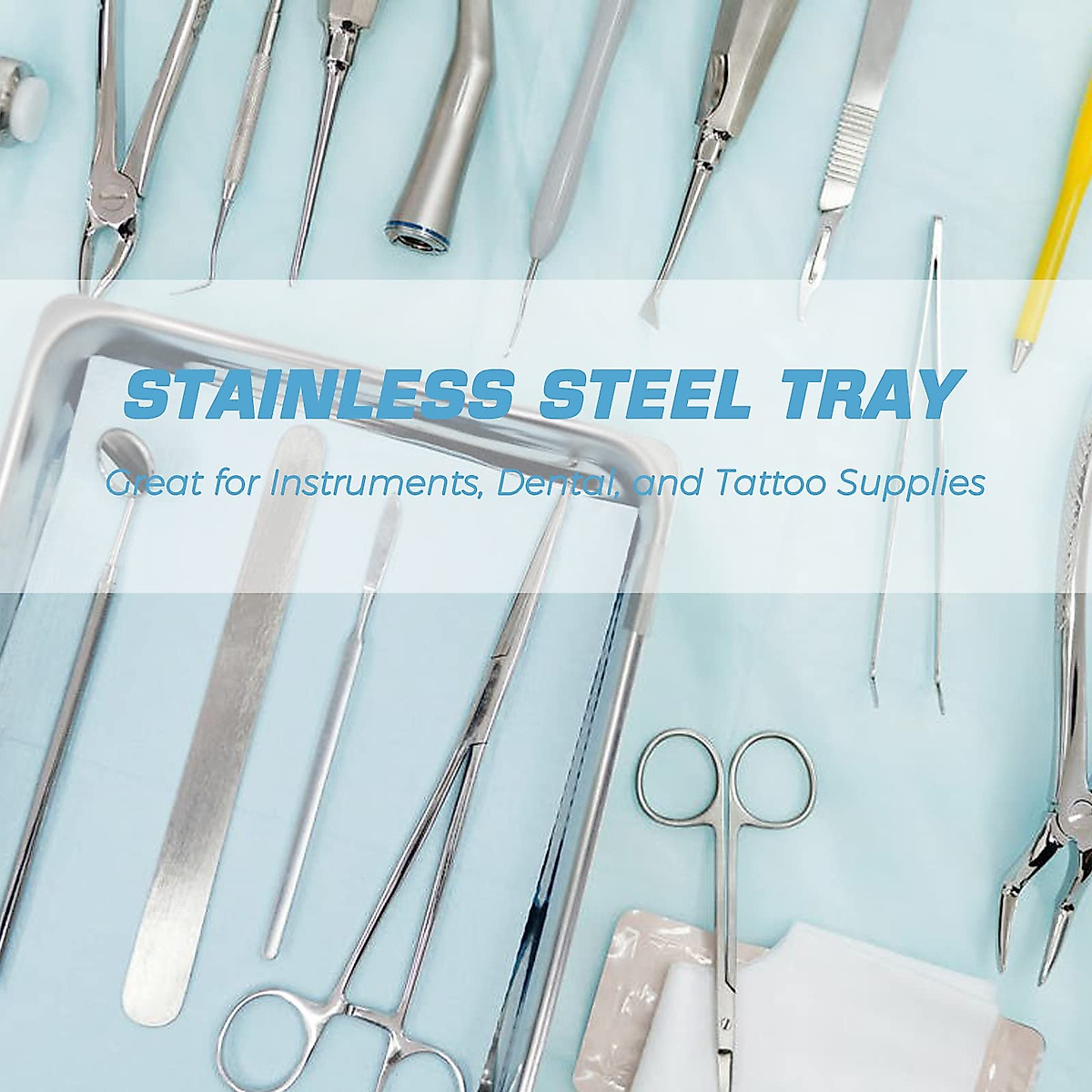 Stainless Steel Tray - Narkysus 2 Pack Stainless Steel Dental Lab Tray 13.5'' X 10'' Flat Metal Tray Tool for Lab Dental Instrument Bathroom Organizer Tattoo Station Tattoo Supplies