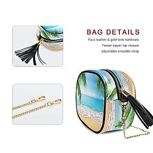 ALAZA Tropical Beach Palm Tree PU Leather Small Women Crossbody Shoulder Bag Purse Wallet with Adjustable Chain Strap
