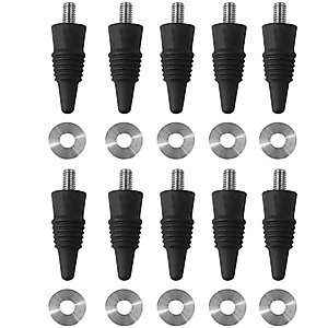 Silicone Bottle Stopper with 3/8” x 16 tpi Threaded Post For Attaching Hand Made or Lathe Turned Handles … (Black, 10)