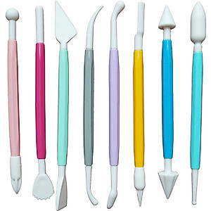 ScivoKaval Marshmallow Fondant Cake Decorating Hand Tool 12 Pcs 5 Sets Sugarcraft Gumpaste Icing Smoother Rolling Pin Trimmer Cutter Embosser Flower Scissor Modelling Accessories Supplies Kit Multi