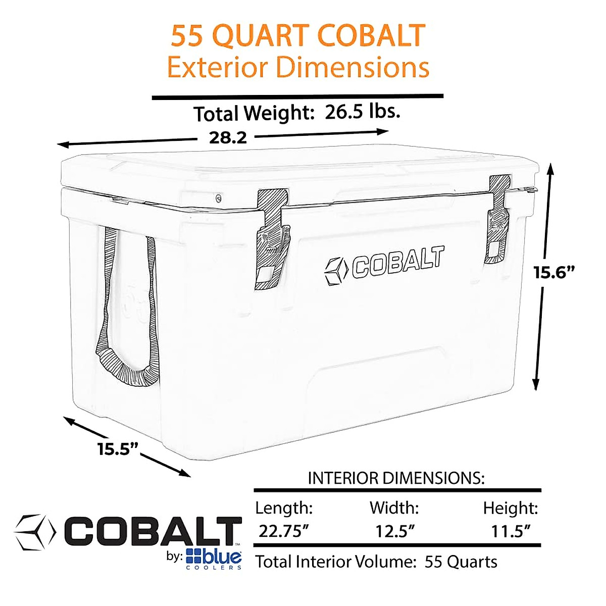 Cobalt 55 Quart Roto-Molded Super Ice Cooler | Large Ice Chest Holds Ice Up to 3 Days | (Gray)