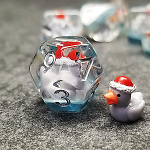 Sage's Portal Animal Familiars Resin DND Dice Set Polyhedral Dice Set for Dungeons and Dragons RPG Pathfinder Tabletop TTRPG (Festivus Duck)