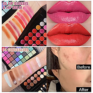 177 Colors Professional Makeup Kit for Women Full Kit Gift Set with Mirror All in One Make up Palette Combination with Eyeshadow Powder Eye Shadow Gel Lip Gloss Concealer Eyebrow Powder Blush Brushes Cosmetic Case for Girls (AM09)