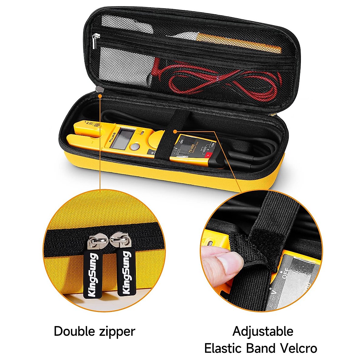 KingSung Hard Case Bundle with Tester Meter Holster Replacement for Fluke T5-1000/T5-600/T6-1000/T6-600/T+PRO Voltage Continuity,3D Molded Appearance and Real Machine Custom Lining