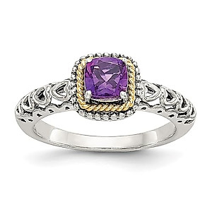IceCarats 925 Sterling Silver Vintage Cushion-cut Purple Amethyst Ring Gemstone Band Size 8