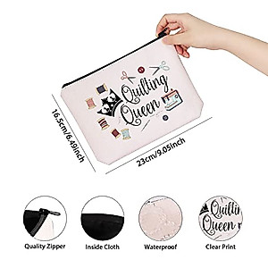 TSOTMO Funny Sewing Gift Quilting Queen Seamstress Sewing Lover Zipper Pouch Makeup Bag (Quilting Queen)