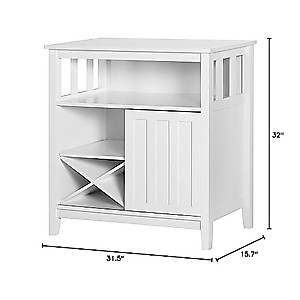 LTMEUTY Wine Bar Cabinet - Modern Storage Cabinet, Sideboard Buffet with Slid Doors, Console Table Coffee Station, for Home, Living Room, Dining Room, Kitchen (White)