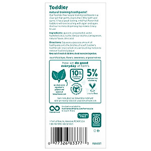 Tom's of Maine Fluoride-Free Toddler Training Toothpaste, Mild Fruit, 1.75 oz. 3-Pack (Packaging May Vary)