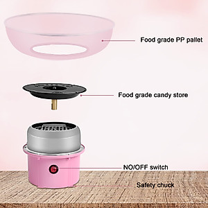 VAlinks Cotton Candy Machine, Mini Electric Cotton Candy Maker with Splash-Proof Plate & Sugar Scoop Use with Sugar, Candy, Homemade Sweet for Home Family Birthday Party, Christmas & Wedding, Pink