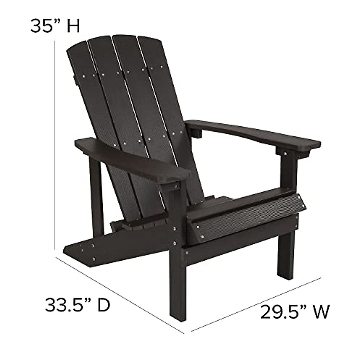 Flash Furniture Charlestown Poly Resin Adirondack Chair - Slate Gray - All Weather - Indoor/Outdoor - Set of 2