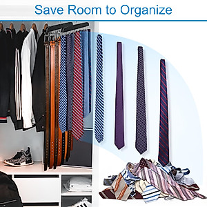 Resovo Belt Hanger for Closet Max 42 Belts, Sturdy Wood Belt Rack Closet Accessories with 14 Hooks Belt Organizer for Closet Organizers and Storage -Black 1 Pack