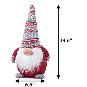 Ogrmar Set of 2 Handmade Christmas Gnomes Plush Swedish Tomte Santa Figurine Christmas Scandinavian Tomte Elf Decoration Ornaments for Xmas Home Decor