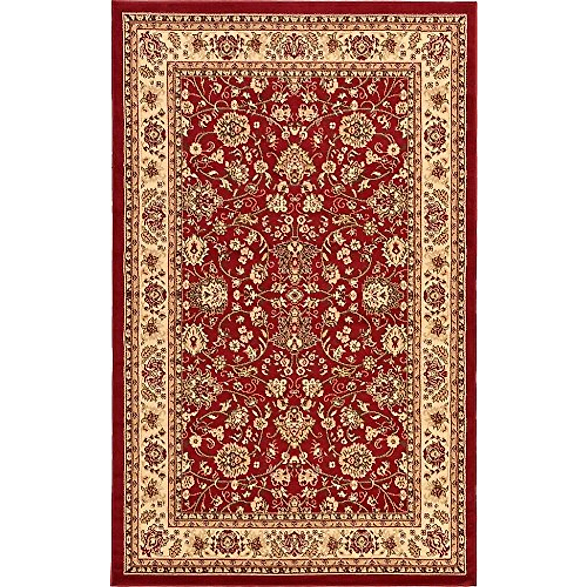 Unique Loom Sialk Hill Collection Area Rug - Washington (5' 3" x 8' Rectangle, Burgundy/ Cream)