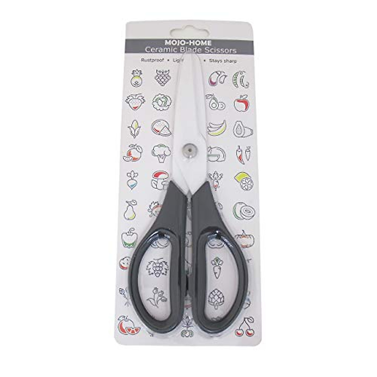 MOJO-HOME Ceramic Scissors Kitchen Utility Office Classroom Cooking Scissors Shears - White Blade/Black Handle