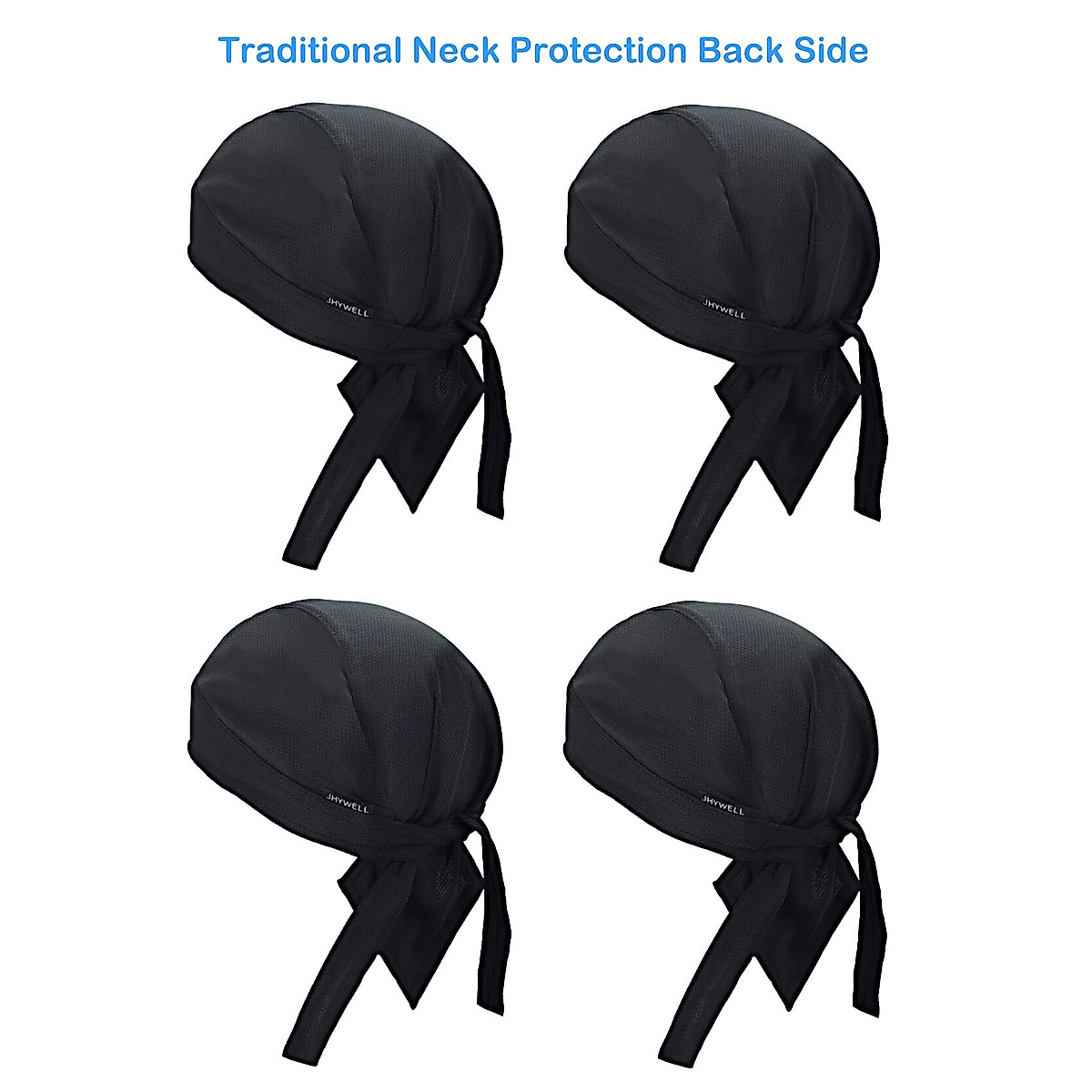 Black Doo Rags Sweat Wicking Beanie Cooling Helmet Liner Large Do Rags Skull Caps Head Wraps Dew Rags Hat for Men and Women (Black Pack)