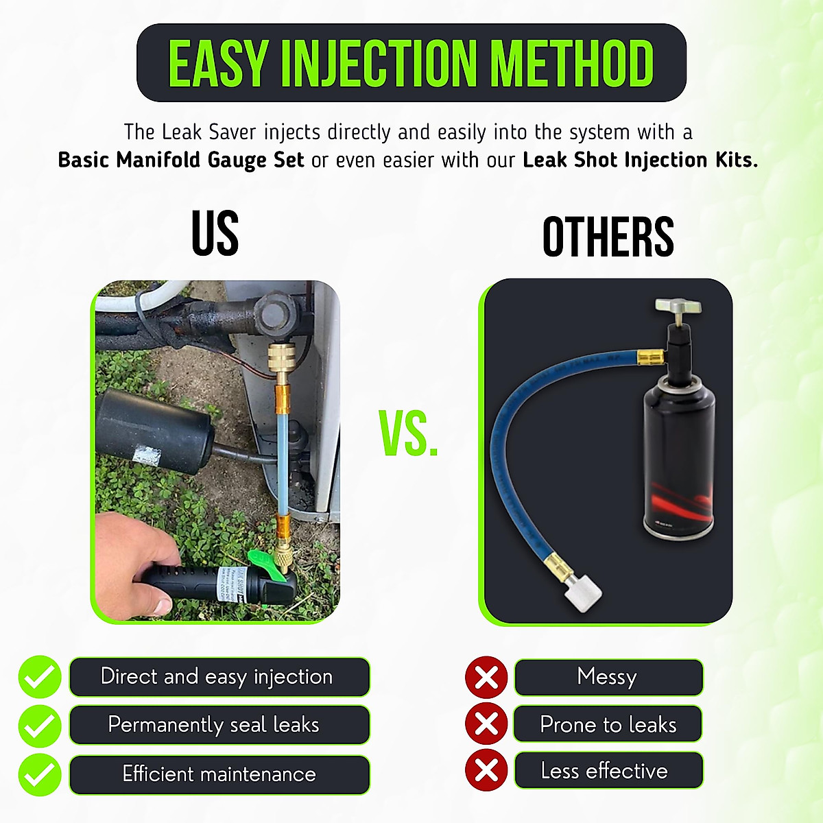 LEAK SAVER Direct Inject Ultimate 3-in-1 | AC Refrigerant Leak Sealer | with UV Dye & Moisture Remover | for Most HVAC Systems Up to 5 Tons - Professional AC Leak Sealer - AC Stop Leak