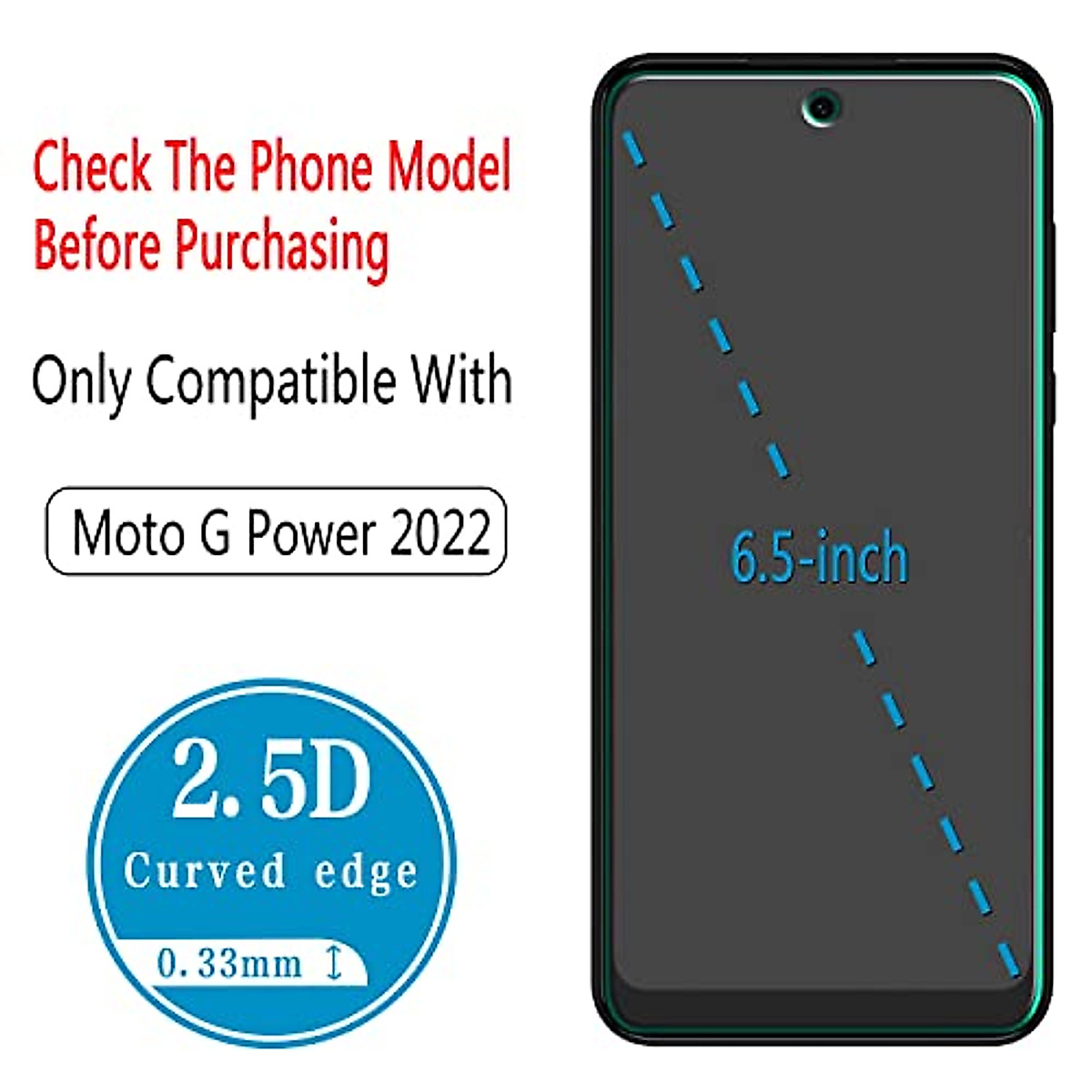HPTech (2 Pack) Screen Protector Designed for Motorola Moto G Power 2022 Tempered Glass, 9H Hardness, Anti Scratch, Bubble Free, Easy to Install