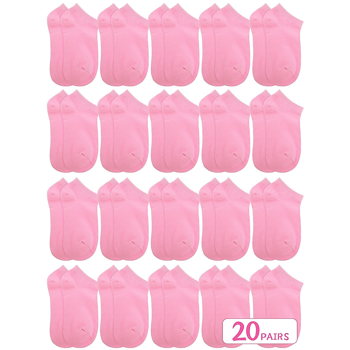 Funtery 20 Pairs Ankle Socks for Women Breathable Low Cut Athletic Socks Dry Fit No Show Soft Pastel Color Socks for gift(Pink)