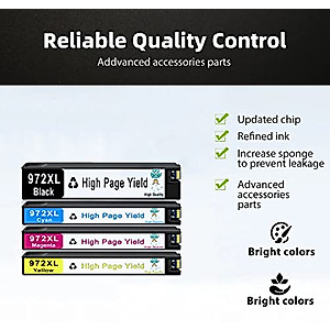 KAMOINC Ink Compatible Ink Cartridge Replacement for HP 972XL 972(4 Pack Combo) to use with PageWide Pro 477dw 577dw 452dw 477dn 452dn 577z 552dw P55250dw Printers (1Black & 1Cyan 1Magenta1Yellow)
