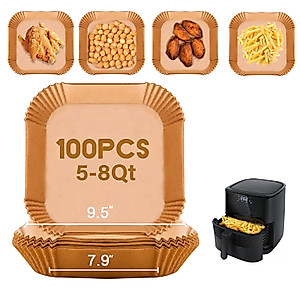 Golden Associate Disposable Paper Liner Square 250Pcs for 5 to 8 Qt Air Fryer Baskets, Non-stick Oil-proof Parchment Liner Cooking Paper