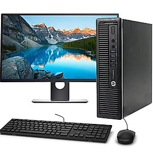 HP 800 G1 Ultra Small Desktop PC, Intel Core i5 3.2GHz Processor, 16GB Ram, 480GB SSD, HP 23.8 h Monitor, & , 16GB Flash Drive, Microsoft Office 365, Win 10 Pro (Renewed) Black Medium