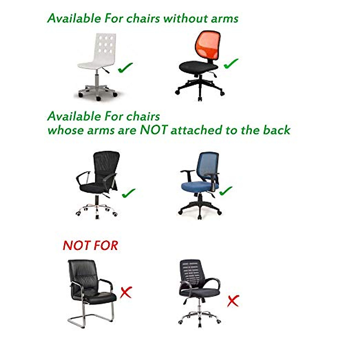 Chris.W Computer Office Chair Cover Stretchable Removable Office Swivel Chair Cover Universal Lift Chair Slipcovers (Black)