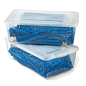 hand2mind Blue Plastic Interlox Connecting Base Ten Blocks Complete Set, Place Value Blocks, Counting Cubes for Kids Math, Math Manipulatives for Kids, Kindergarten Homeschool Supplies (Set of 322)