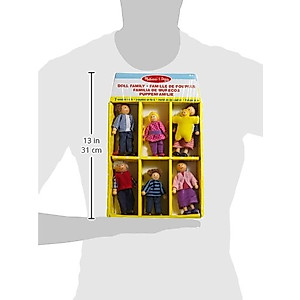 Melissa & Doug 7-Piece Poseable Wooden Doll Family for Dollhouse (2-4 inches each)