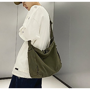 TUPIRIYN Women's Canvas Crossbody Bag Large Shoulder Bag Solid Color Casual Messenger Bag Travel Handbag Unisex (Black)