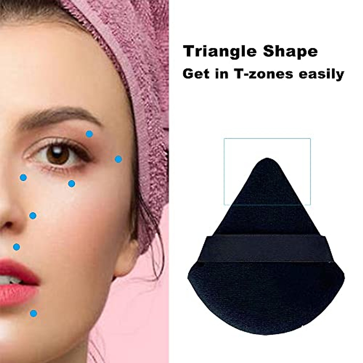 12Pcs Triangle Powder Puff, Soft Powder Puffs for Face Powder, Velour Makeup Puff with Triangle Shape, Easily Get in the Corner of Eyes & Nose, Make Your Skin Looking Flawless