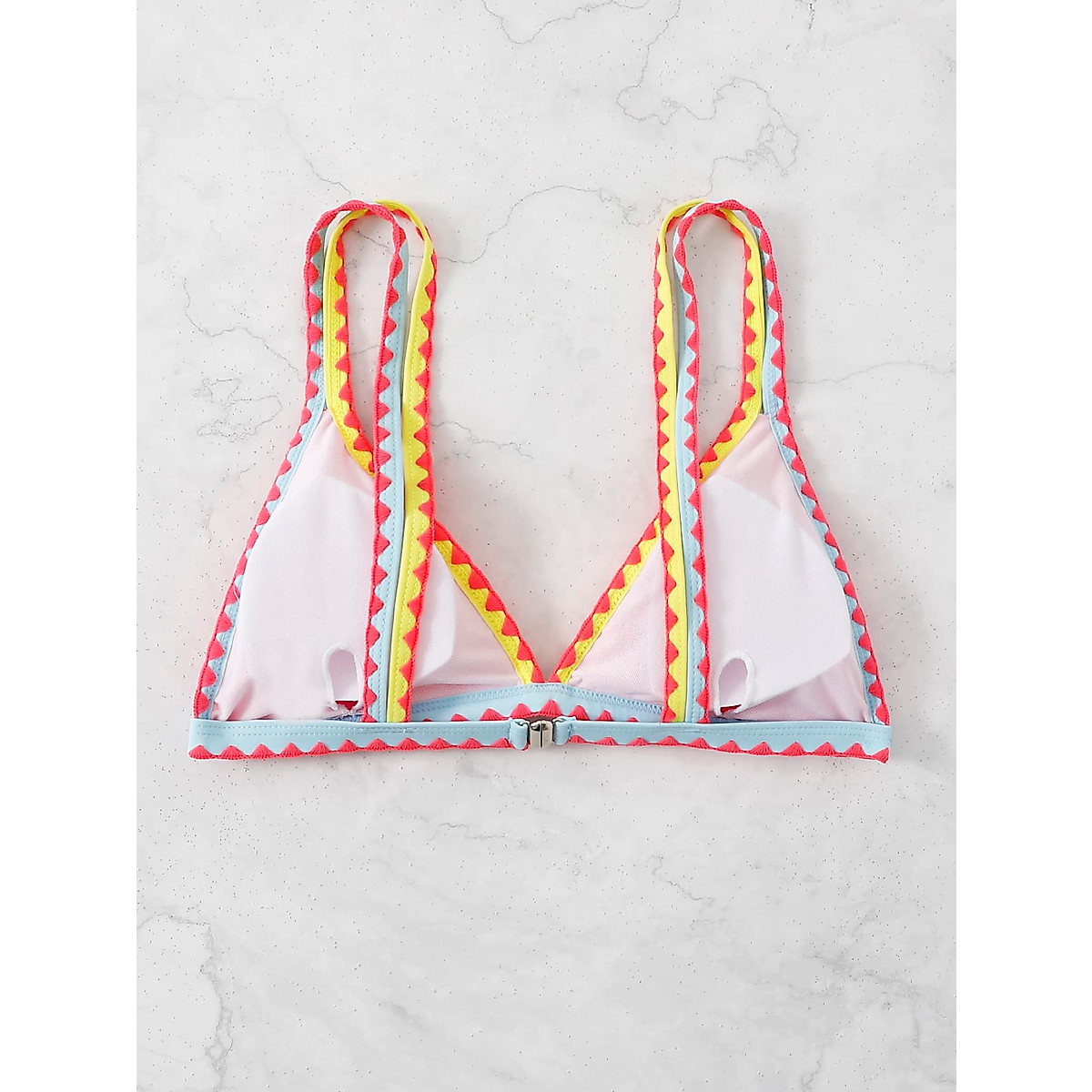 SOLY HUX Women's Triangle Bikini Top Spaghetti Strap Sexy Swimsuit Top Only Pink S