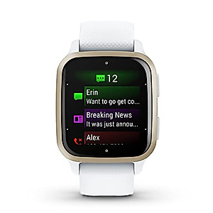 Garmin Venu® Sq 2 GPS Smartwatch, All-Day Health Monitoring, Long-Lasting Battery Life, AMOLED Display, Cream Gold and White