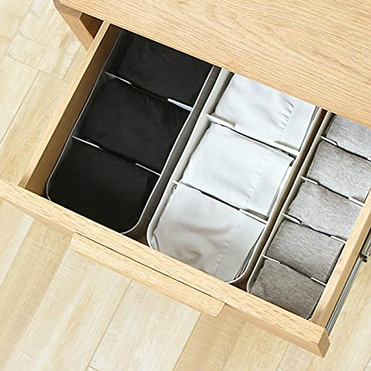 TUSCR Home Socks Underwear Storage Box,Clothes Storage Compartment Dormitory Wardrobe Desktop Organization Storage Box Largewhitethreecompartments