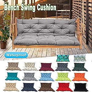 Bench Cushions Swing Cushions Replacement Seat Pad, 3 Seater Waterproof Overstuffed Bench Cushion,Outdoor Loveseat Cushions with Ties for Porch Garden Furniture Patio Lounger(Light grey 40x60 inch)
