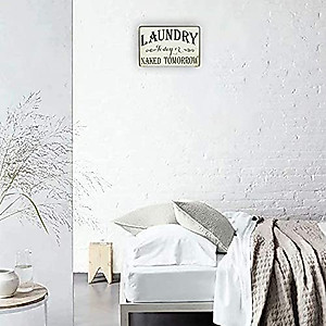 Fesy Laundry Today Or Naked Tomorrow Metal Signs,Laundry Room Decor Laundry Sign Farmhouse Sign 8x12inches