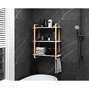 RELAHOGAR 3 Tier Solid Wood Bookshelf,Wall Mount Bathroom Towel Rack,Kitchen Organizer Shelf,Use in Living Room,Office,Kitchen,Bedroom