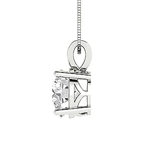 Clara Pucci 2.0 ct Round Cut Stunning Genuine Moissanite Solitaire Pendant Necklace With 16" Gold Chain box Solid 14k White Gold