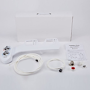 RADAAB Hot and Cold Water Non-Electric Bidet Attachment for Toilet, Self Cleaning and Single Nozzle for Women and Rear Wash (White